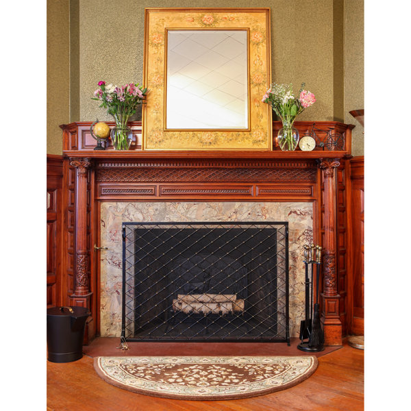 Ebern Designs Allantra Single Panel Iron Fireplace Screen "& Reviews" | Wayfair